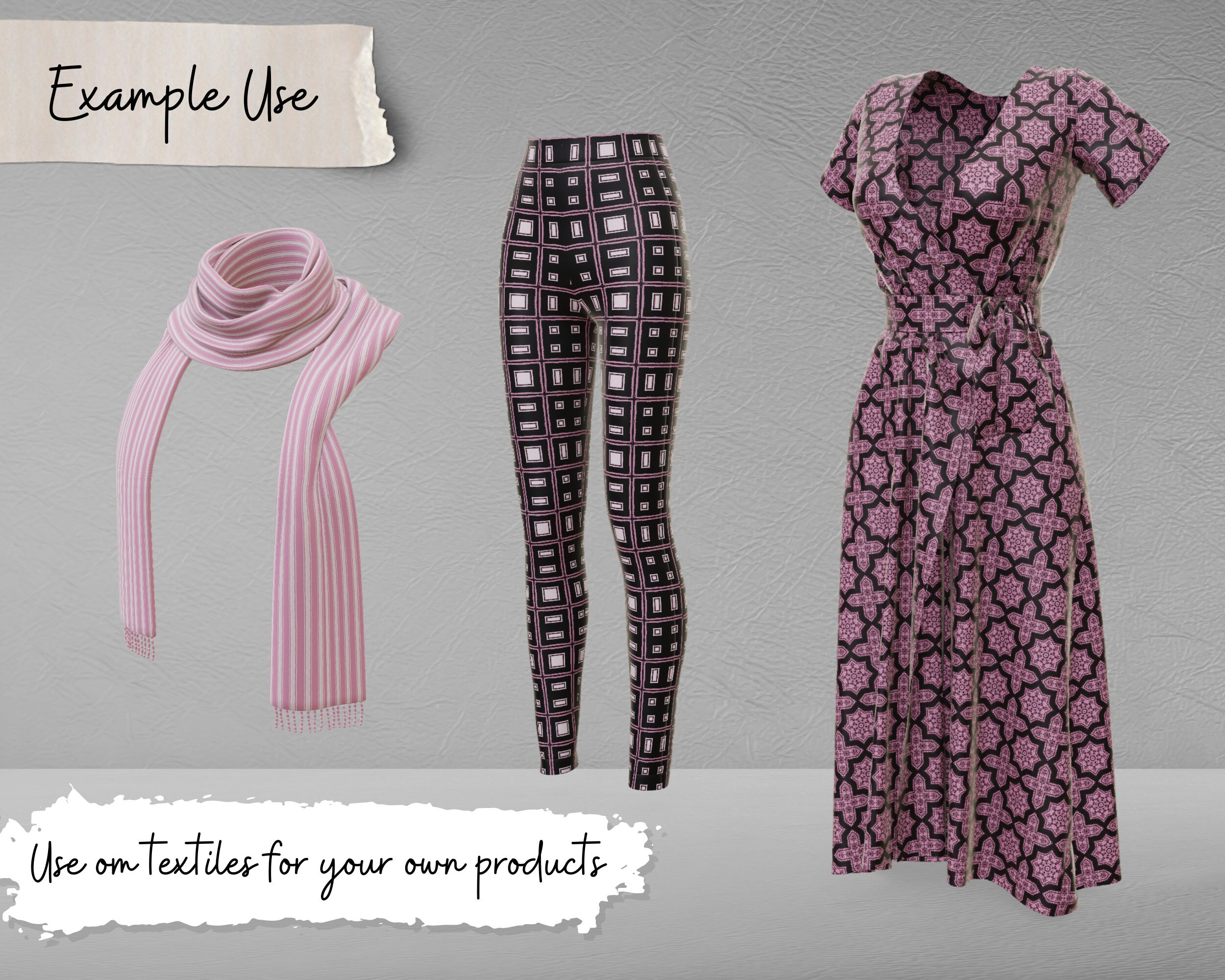 Pink and Black Pastel Chalk Seamless Pattern Pack. 12x12 Inches ...