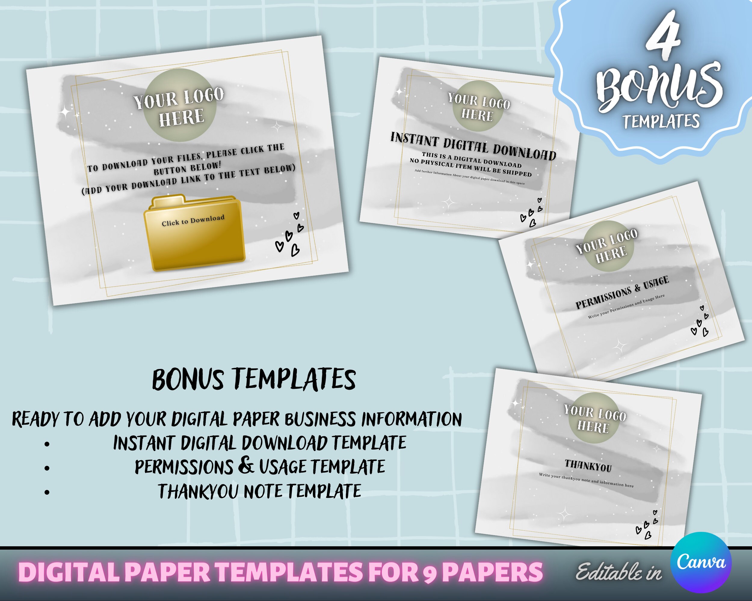 Best Digital Paper Mockup Templates for 9 Papers. Canva - Etsy