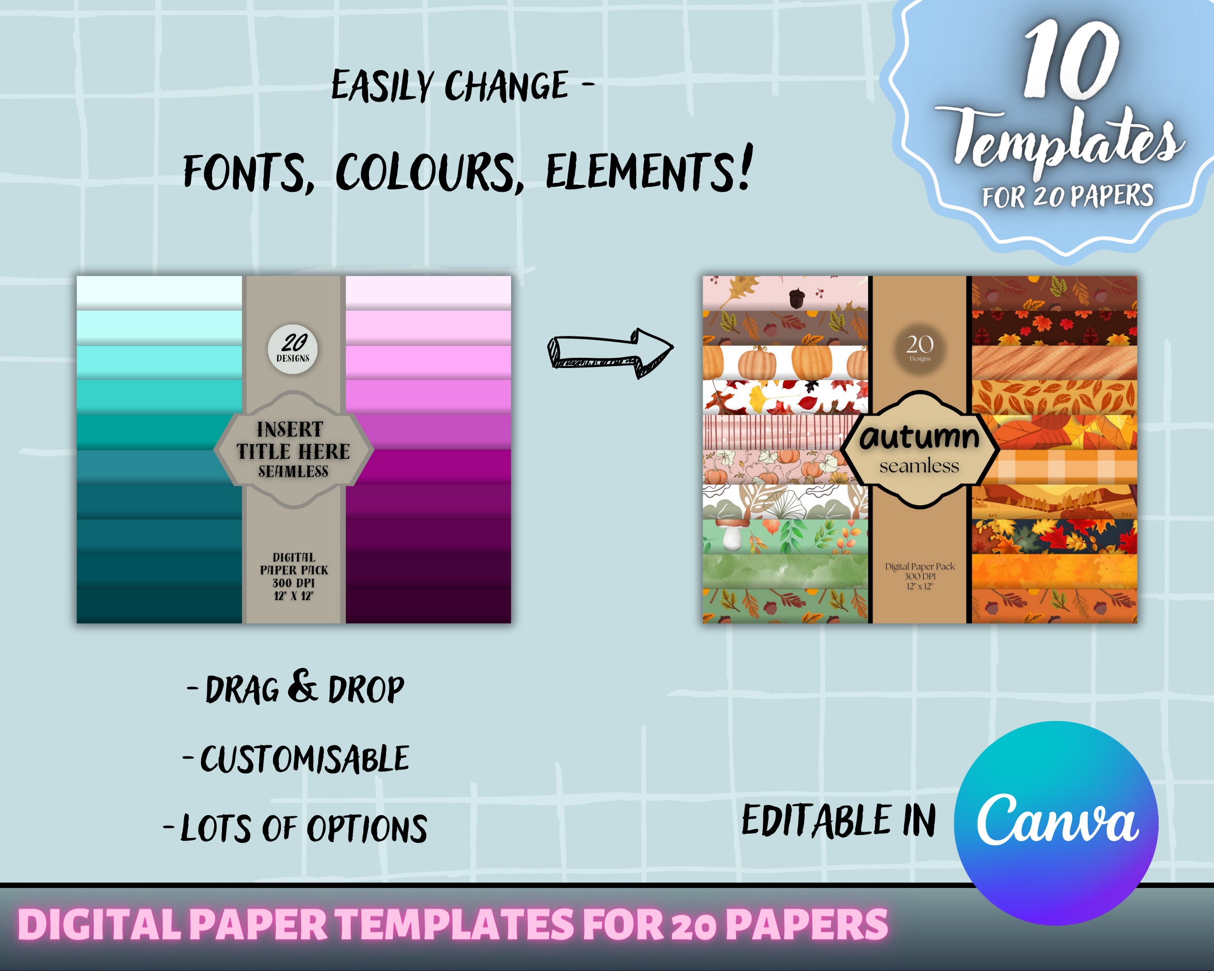 Best Digital Paper Mockup Templates for 20 Papers. Canva Templates for ...