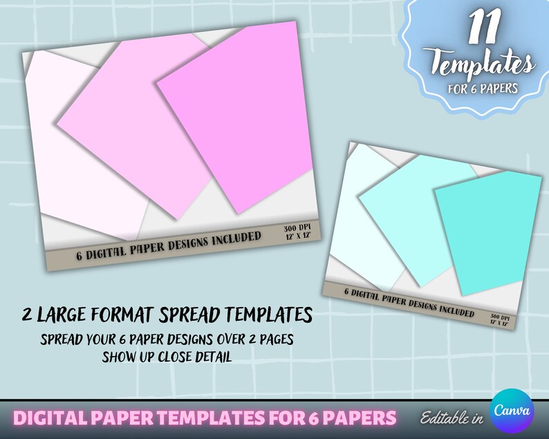 Best Digital Paper Mockup Templates for 6 Papers. Canva Templates for ...