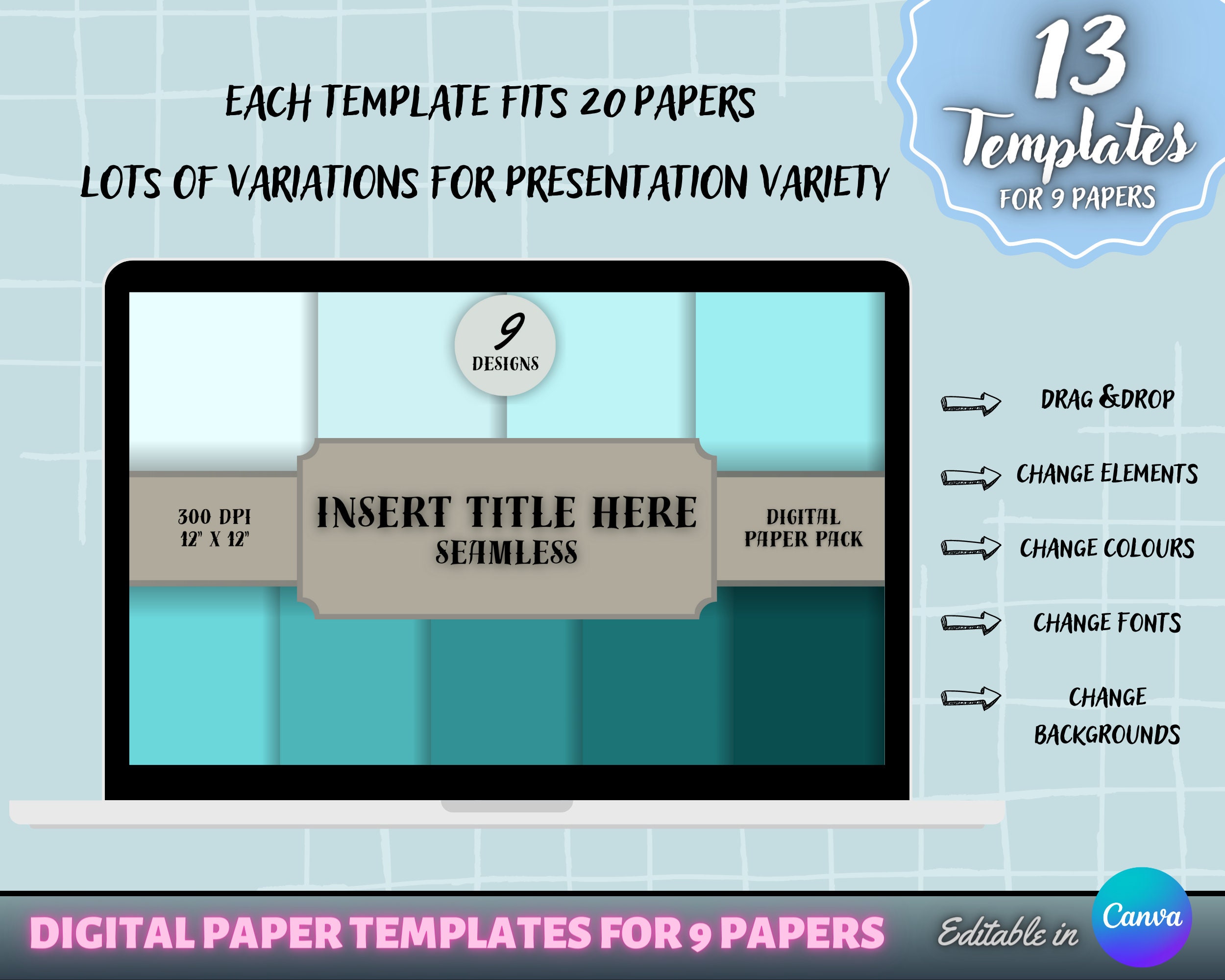 Best Digital Paper Mockup Templates for 9 Papers. Canva - Etsy