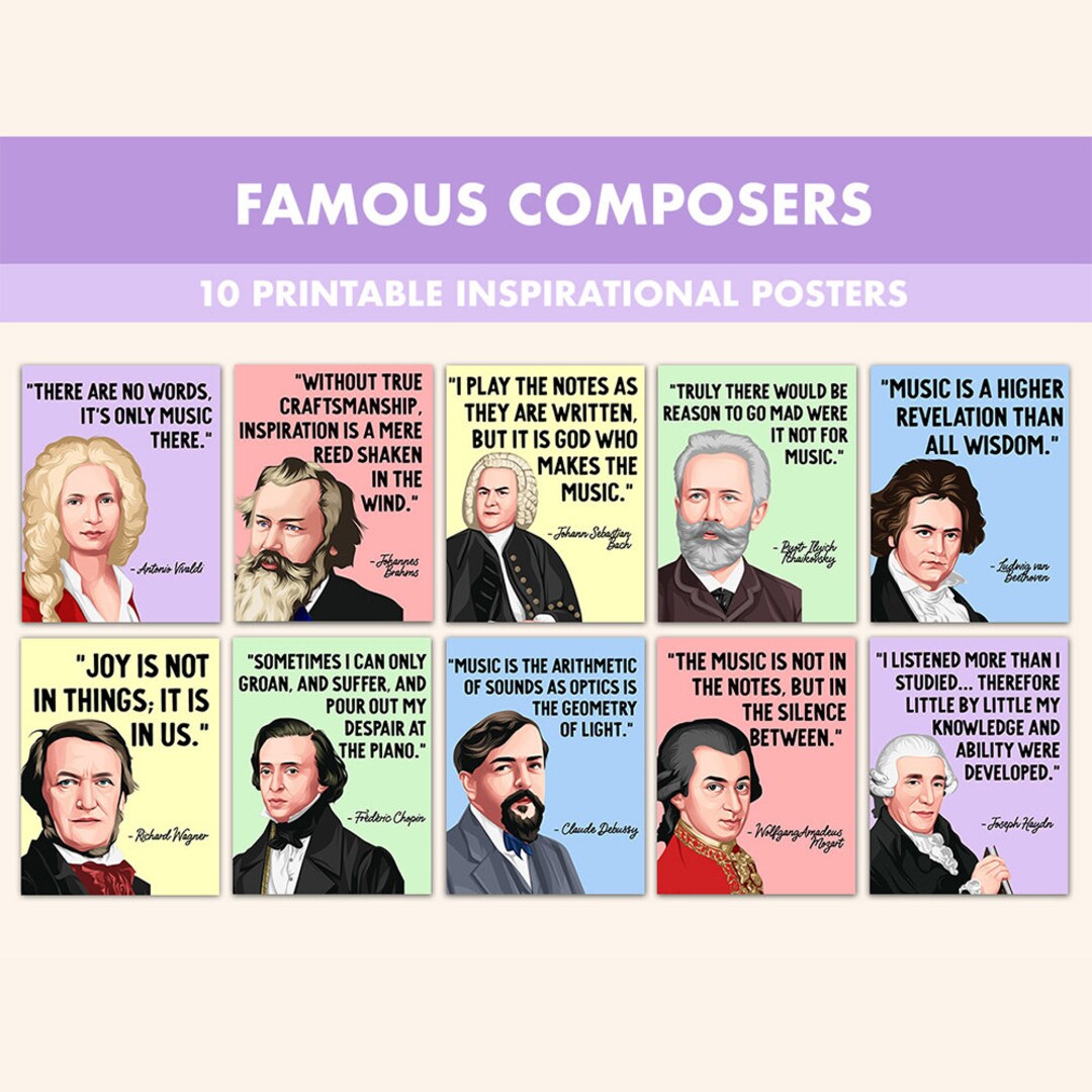 Famous Composers Printable Posters || 10 Inspiration Composer Quote ...