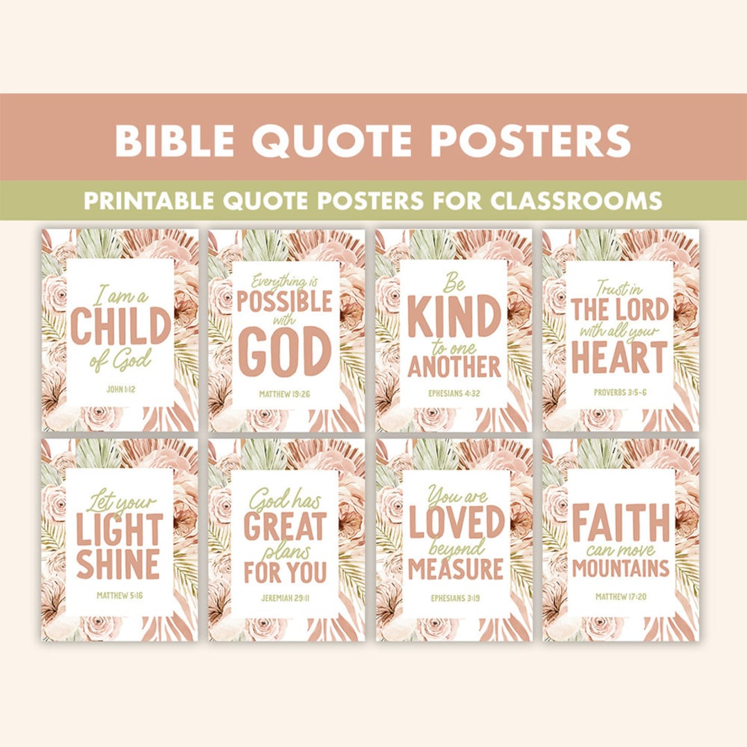 Boho Floral Bible Quote Posters || 8 Inspirational Bible Verse Wall Art ...