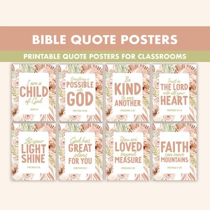 Boho Floral Bible Quote Posters || 8 Inspirational Bible Verse Wall Art ...
