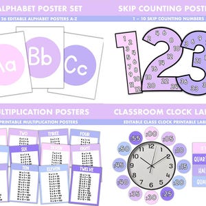 Shades of Purple Classroom Decor Bundle || Editable Classroom Printable ...