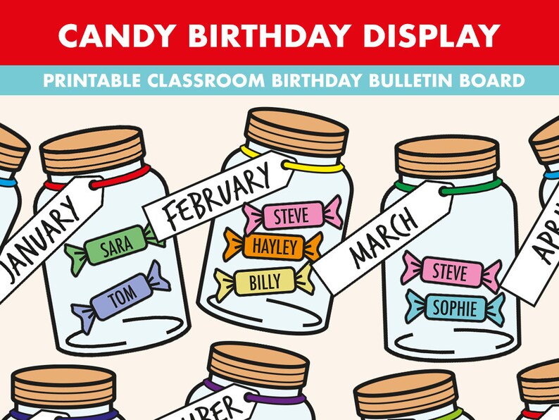 Candy Jar Birthday Bulletin Board Kit Birthday Display - Etsy