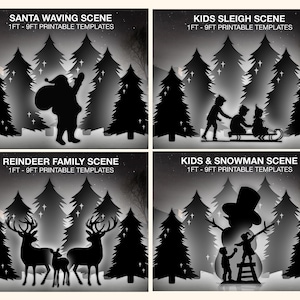 Christmas Scenes Stencil Template Bundle || Trace and Cut Christmas ...