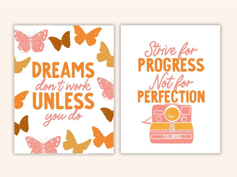 Retro Groovy Growth Mindset Posters 8 Inspiration Quote - Etsy