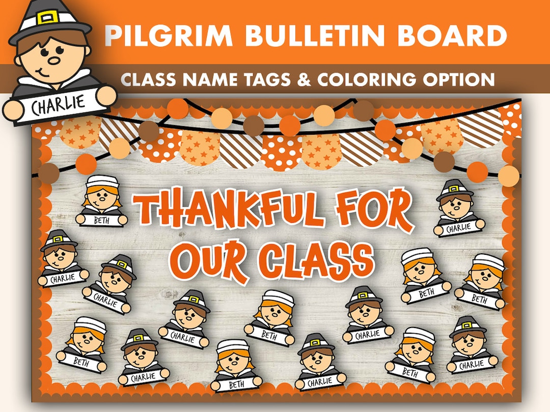 Pilgrim Bulletin Board Kit Fall Bulletin Boards Digital Thanksgiving ...