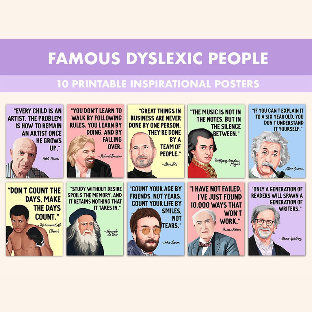 Famous Dyslexic People Printable Posters || 10 Inspiration Dyslexia ...