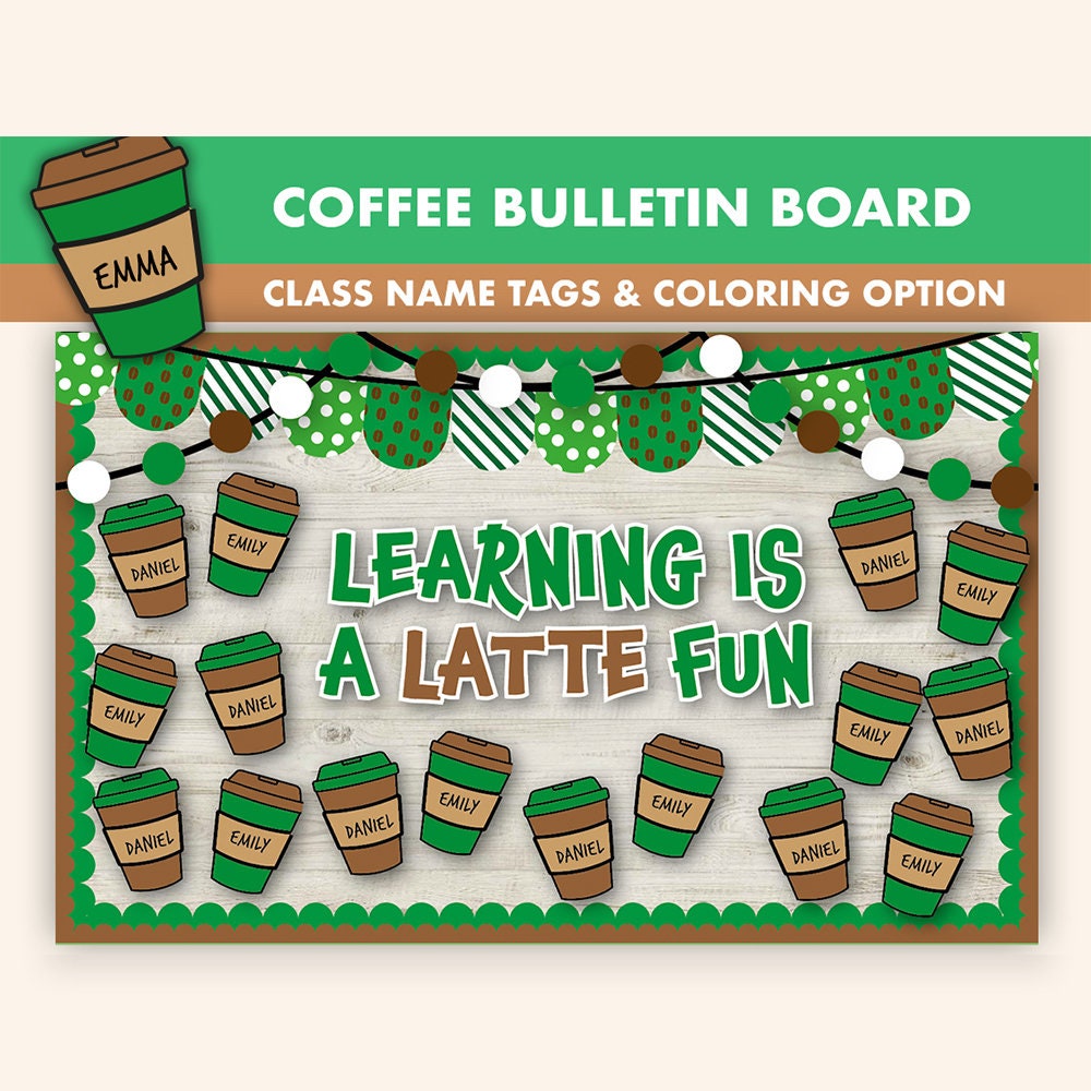 Latte Fun Bulletin Board Kit || Coffee Bulletin Boards Digital ...