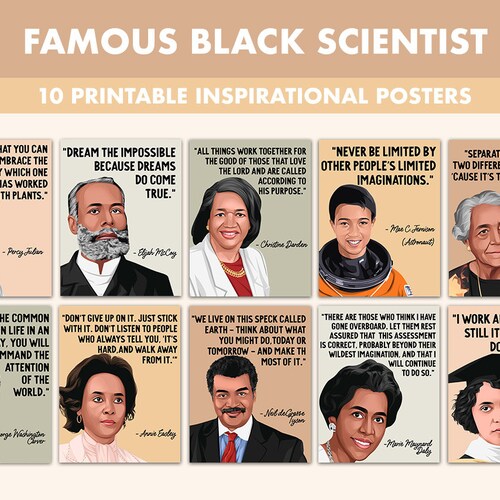 Black Scientist Printable Posters 10 Inspiration Black - Etsy