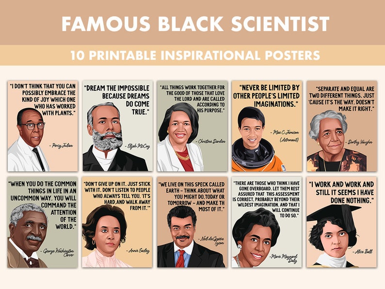 Black Scientist Printable Posters 10 Inspiration Black - Etsy