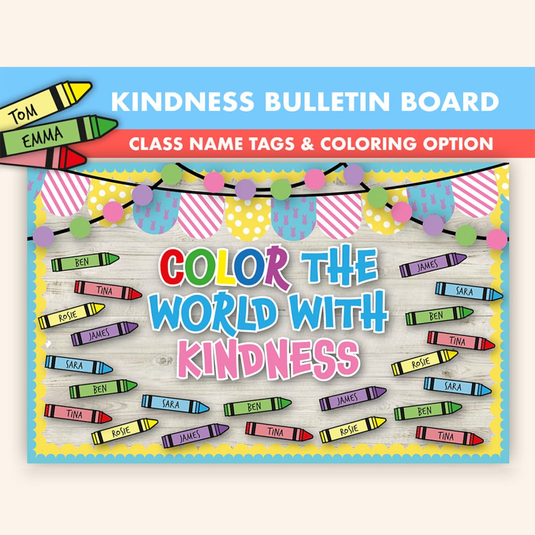 Crayon Bulletin Board Kit || Crayon Bulletin Boards Digital || Kindness ...