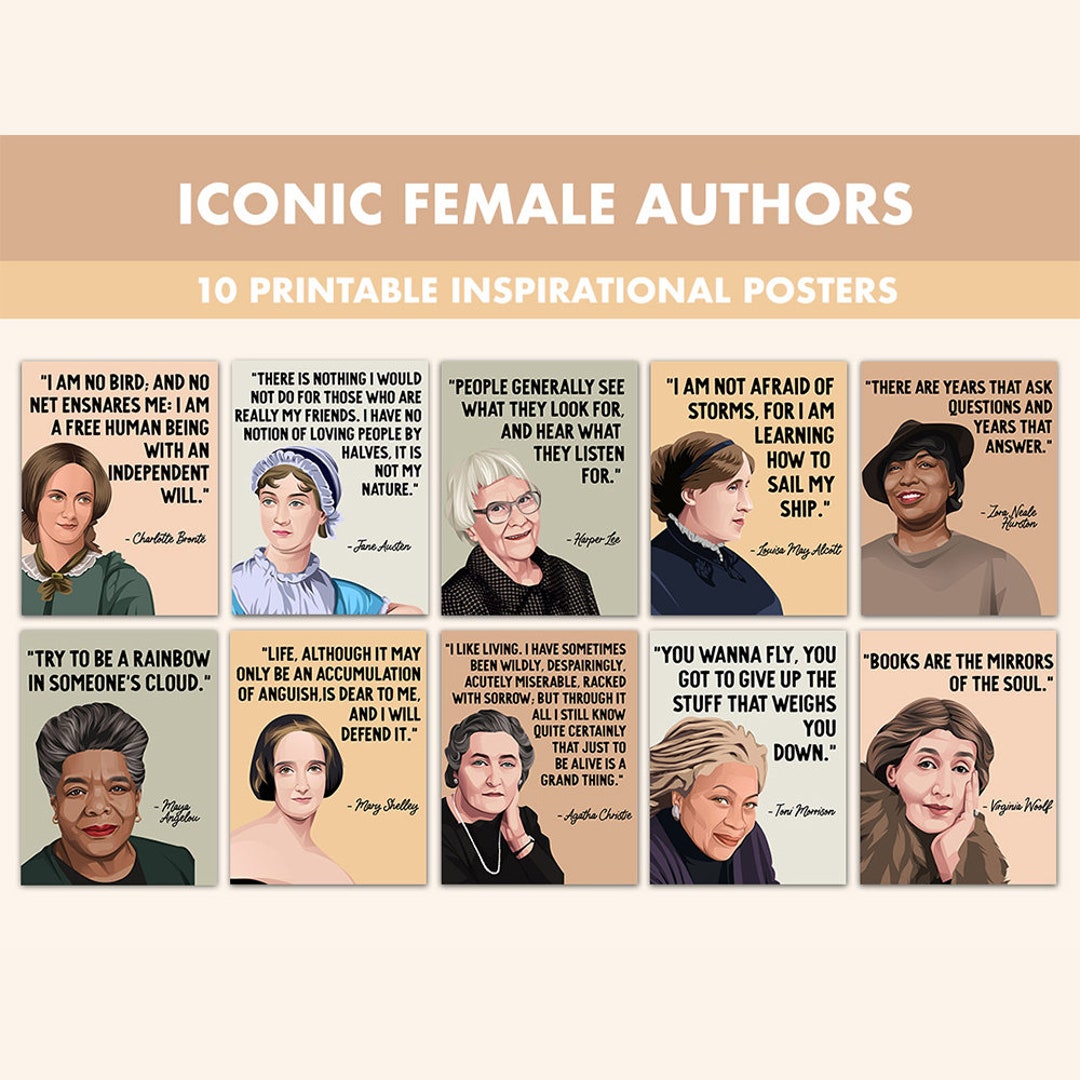 Female Authors Printable Posters || 10 Inspiration Woman Author Posters ...