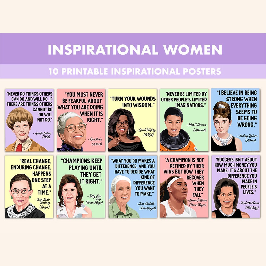 Inspirational Women Printable Posters || 10 Inspiration Women Quote ...