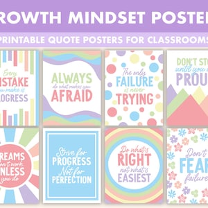 Pastel Growth Mindset Posters 8 Inspiration Quote Posters - Etsy