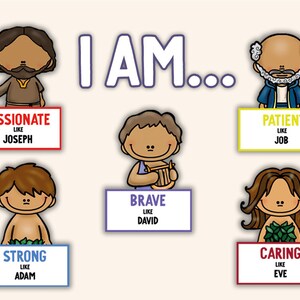 Pastel Bible Characters Bulletin Board || 19 Printable Christian ...