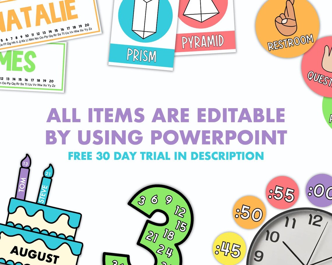 Rainbow Classroom Decor Bundle || Editable Classroom Printable Display ...