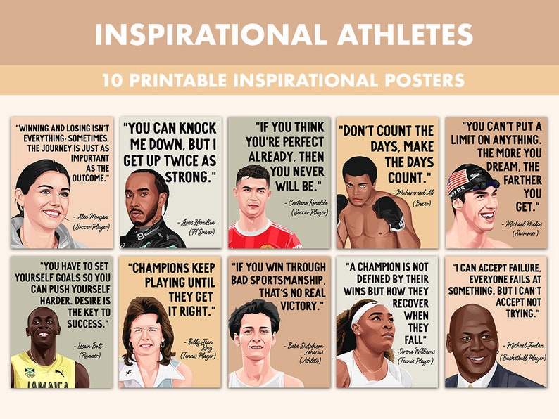 Inspirational Athletes Printable Posters 10 Inspiration - Etsy