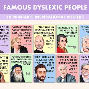 Famous Dyslexic People Printable Posters 10 Inspiration - Etsy UK