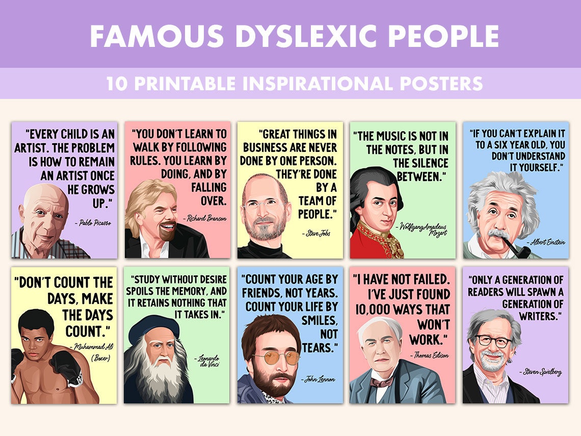 Famous Dyslexic People Printable Posters 10 Inspiration - Etsy UK