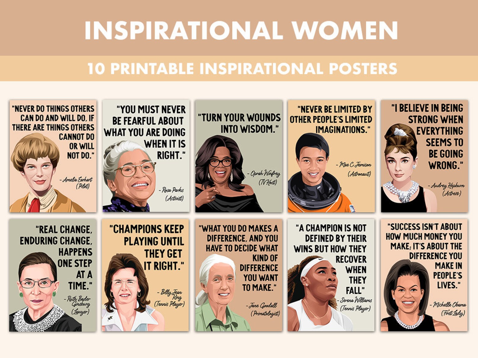 Inspirational Women Printable Posters 10 Inspiration Women - Etsy