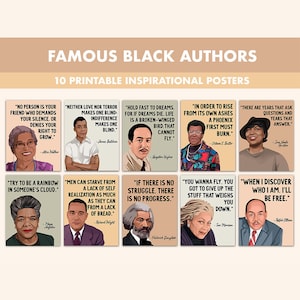 Famous Black Authors Printable Posters | 10 Inspiration Black Author ...