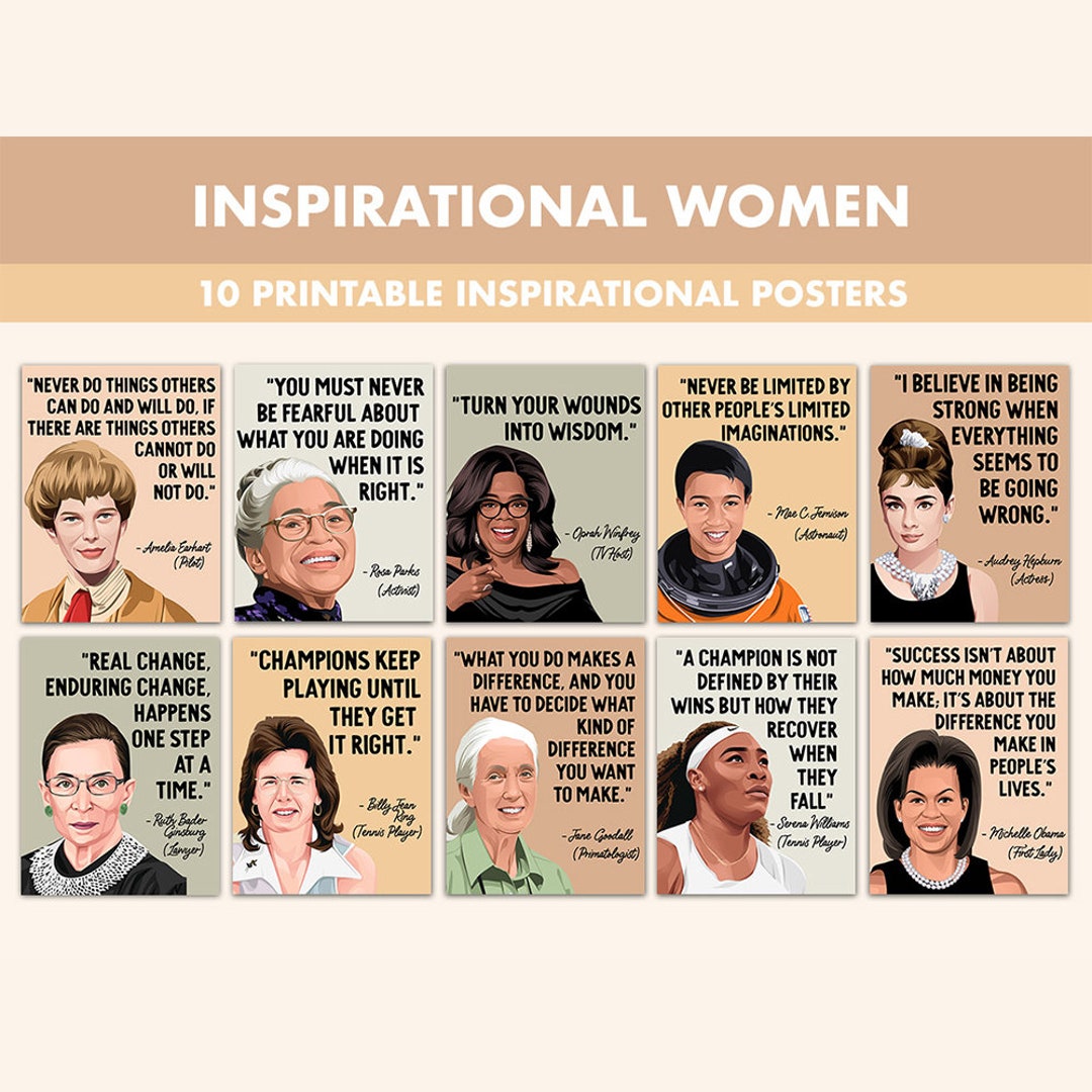 Inspirational Women Printable Posters || 10 Inspiration Women Quote ...