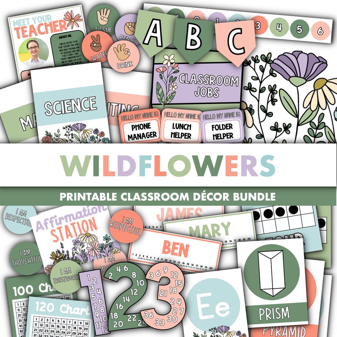 Wildflowers Classroom Decor Bundle || Editable Classroom Printable ...