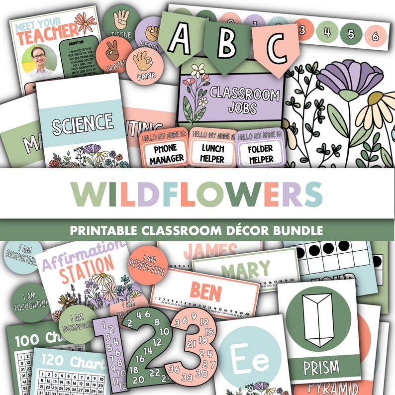 Wildflowers Classroom Decor Bundle || Editable Classroom Printable ...