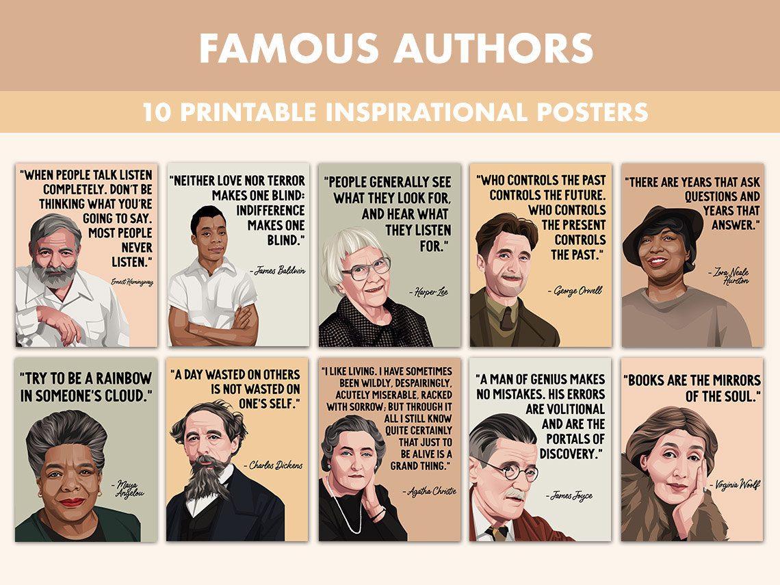 Famous Authors Printable Posters 10 Inspiration Author - Etsy UK