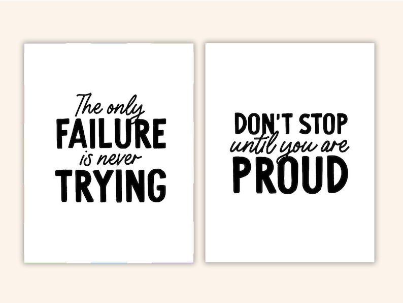 B&W Growth Mindset Posters 8 Inspiration Quote Posters for - Etsy