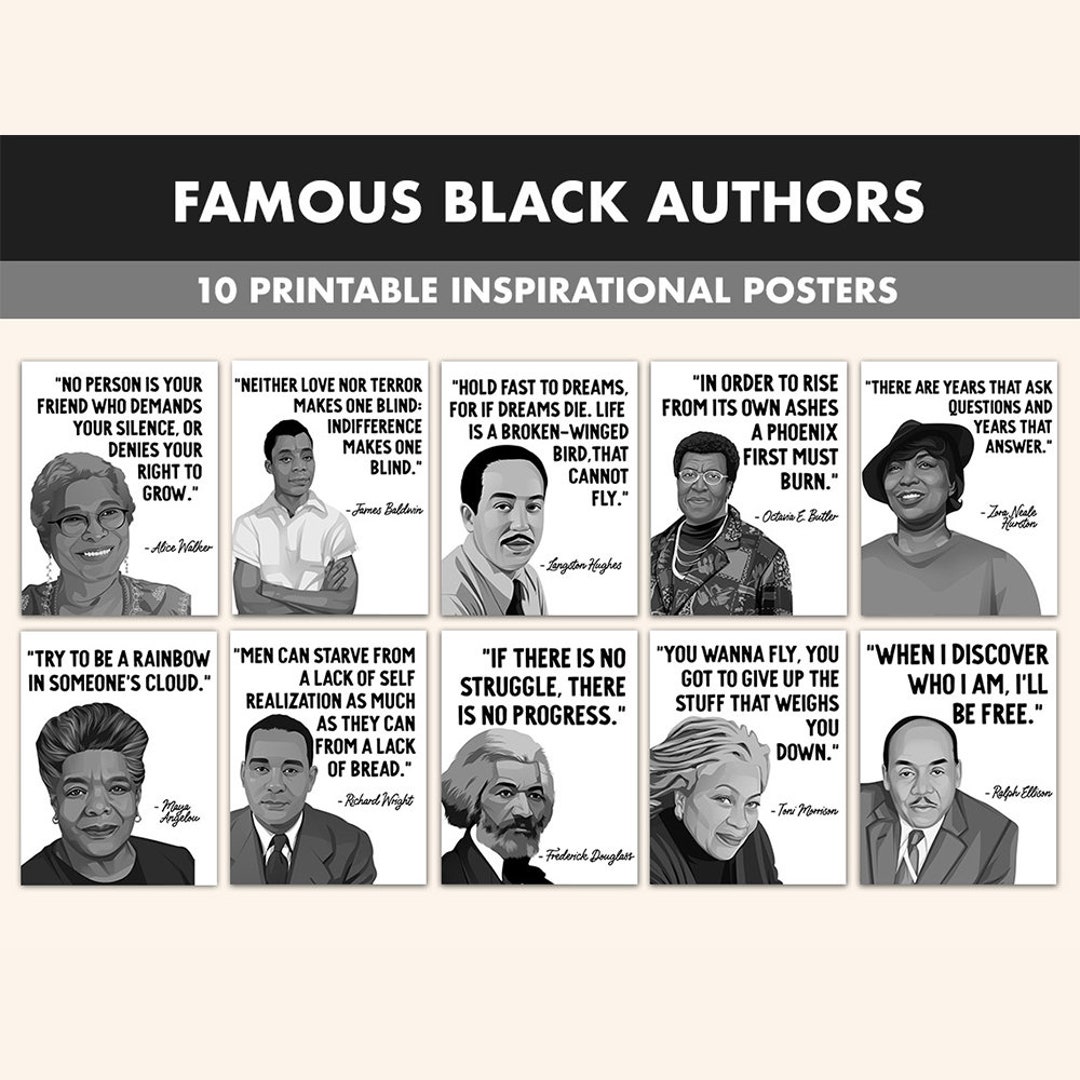 Famous Black Authors Printable Posters || 10 Inspiration Black Author ...