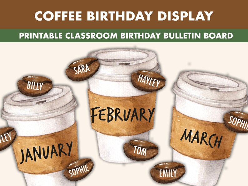 Coffee Birthday Bulletin Board Kit Coffee Birthday Display - Etsy