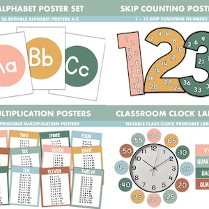 Boho Rainbow Classroom Decor Bundle || Editable Classroom Printable ...