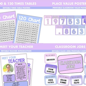 Shades of Purple Classroom Decor Bundle || Editable Classroom Printable ...