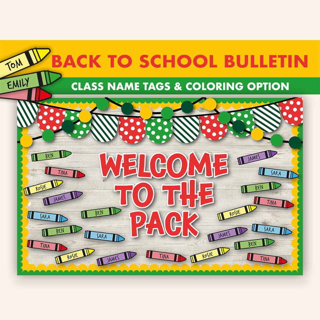 Back to School Bulletin Board Kit || Crayon Bulletin Boards Digital ...
