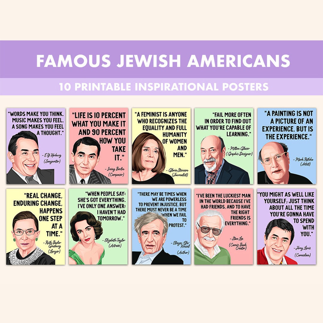 Famous Jewish Americans Printable Posters || 10 Inspiration Jewish ...