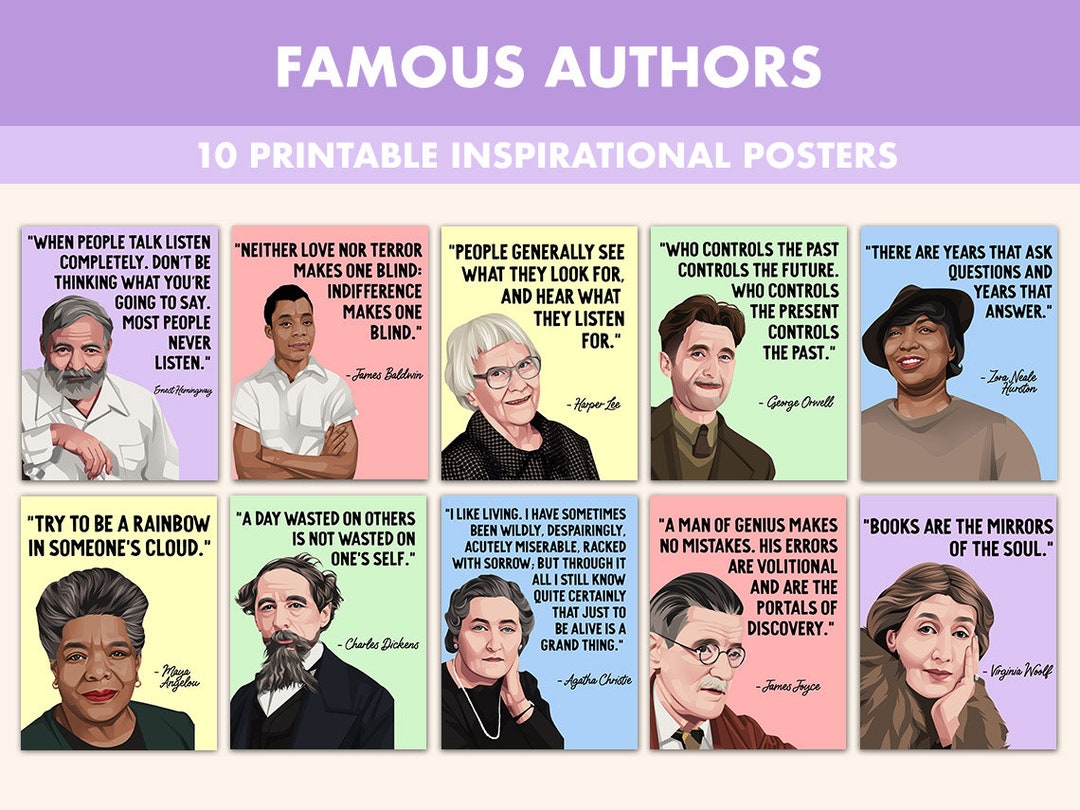 Famous Authors Printable Posters 10 Inspiration Author Quote Posters ...