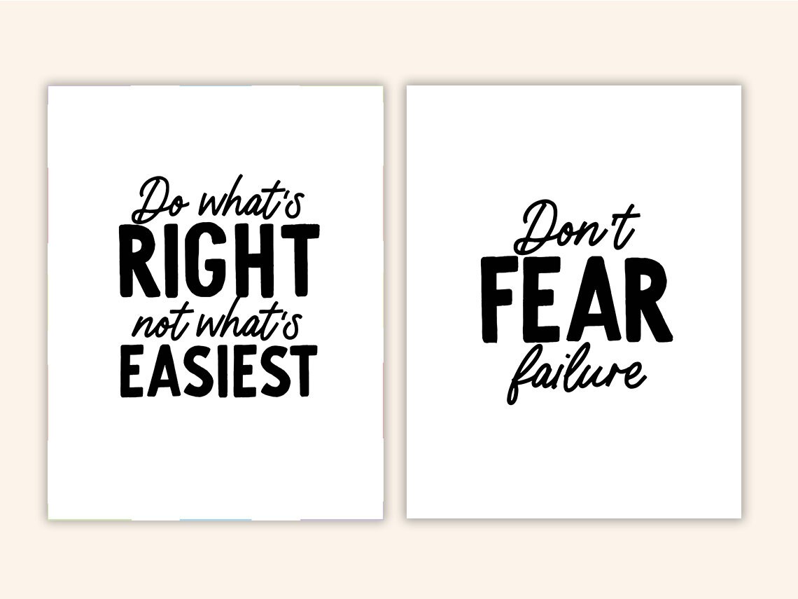 B&W Growth Mindset Posters 8 Inspiration Quote Posters for - Etsy
