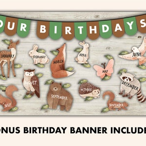 Woodland Birthday Bulletin Board Kit || Birthday Display Bulletin ...
