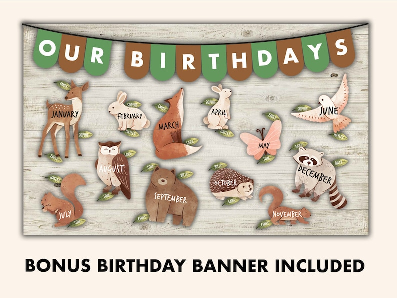 Woodland Birthday Bulletin Board Kit Birthday Display - Etsy