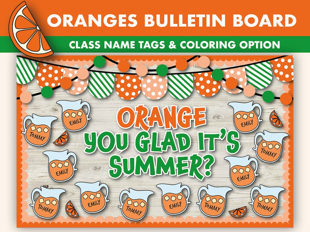 Orange Bulletin Board Kit Summer Bulletin Boards Digital May Bulletin ...