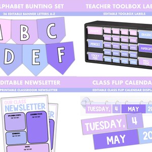 Shades of Purple Classroom Decor Bundle || Editable Classroom Printable ...