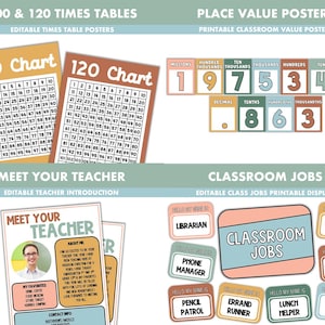 Boho Rainbow Classroom Decor Bundle || Editable Classroom Printable ...