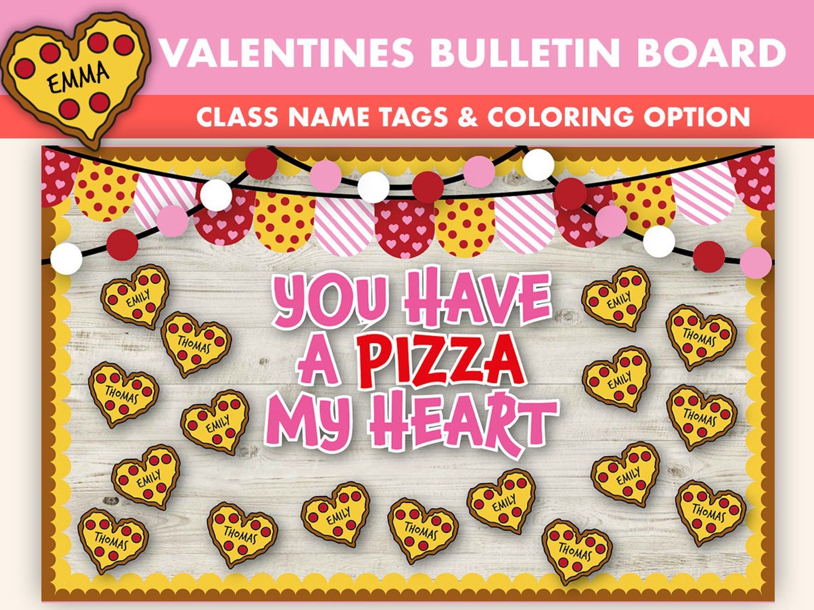 Pizza Valentines Day Bulletin Board Kit Valentines Bulletin - Etsy