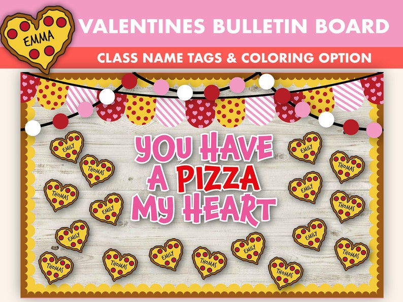 Pizza Valentines Day Bulletin Board Kit Valentines Bulletin - Etsy