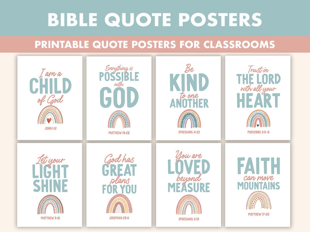Boho Rainbow Bible Quote Posters 8 Inspirational Bible Verse Wall Art ...