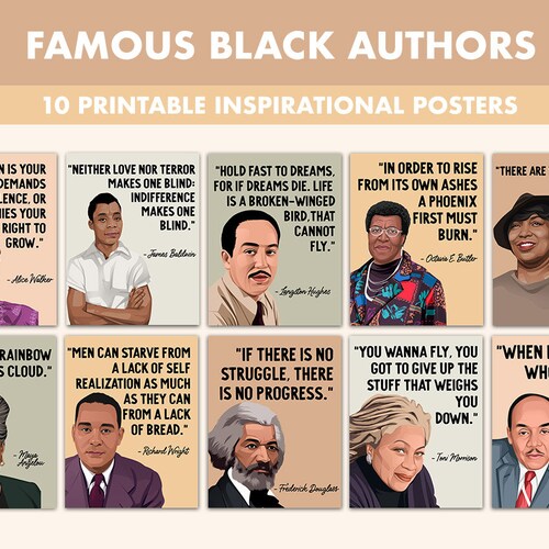 Famous Black Authors Printable Posters 10 Inspiration Black - Etsy